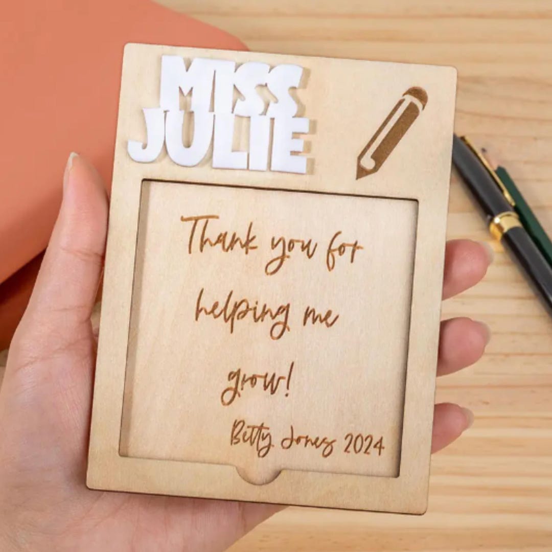 Custom Sticky Note Holder, Personalized Post It Notes Holder, Teacher ...