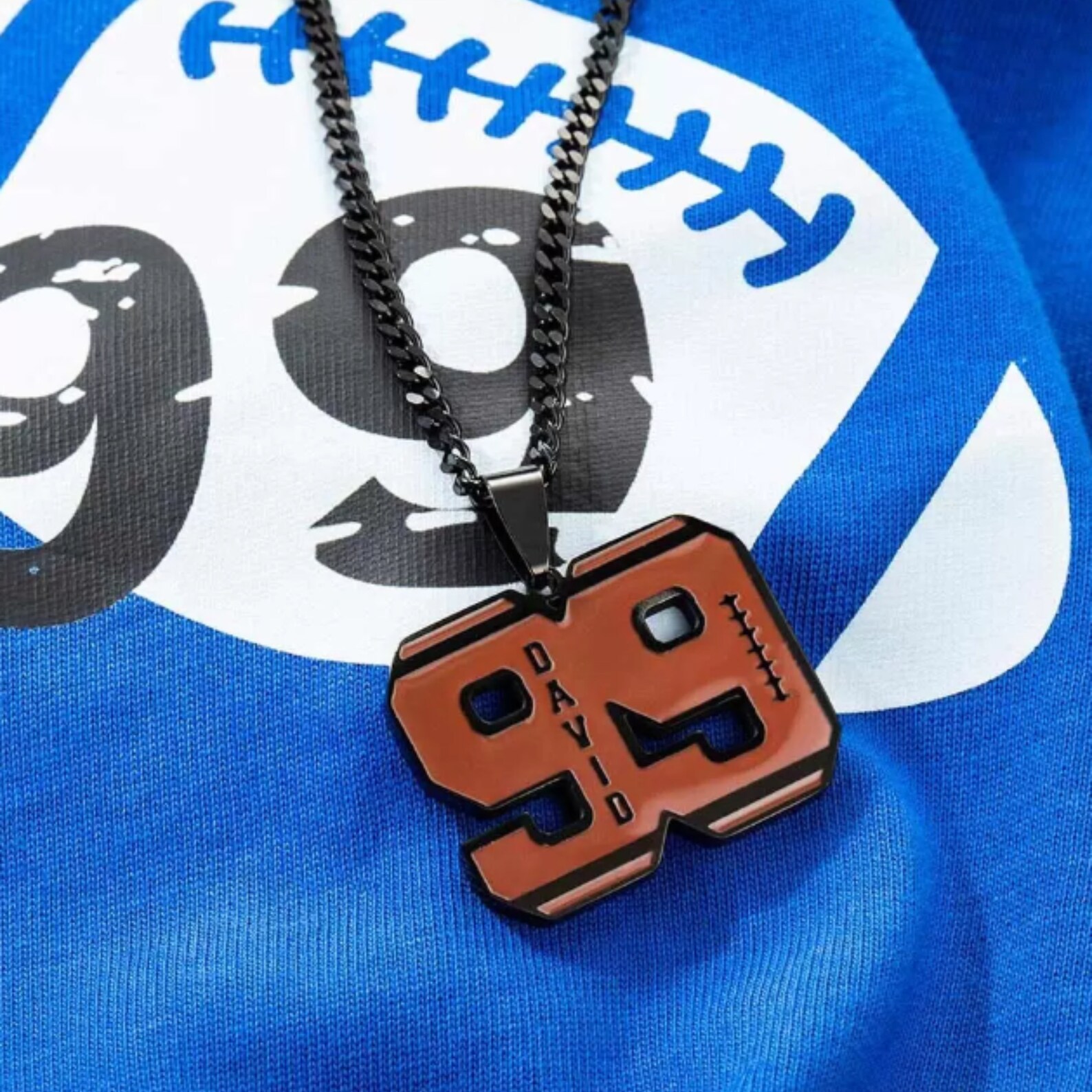 Custom Initial & Number Football Necklace, Personalized Sports Jewelry ...