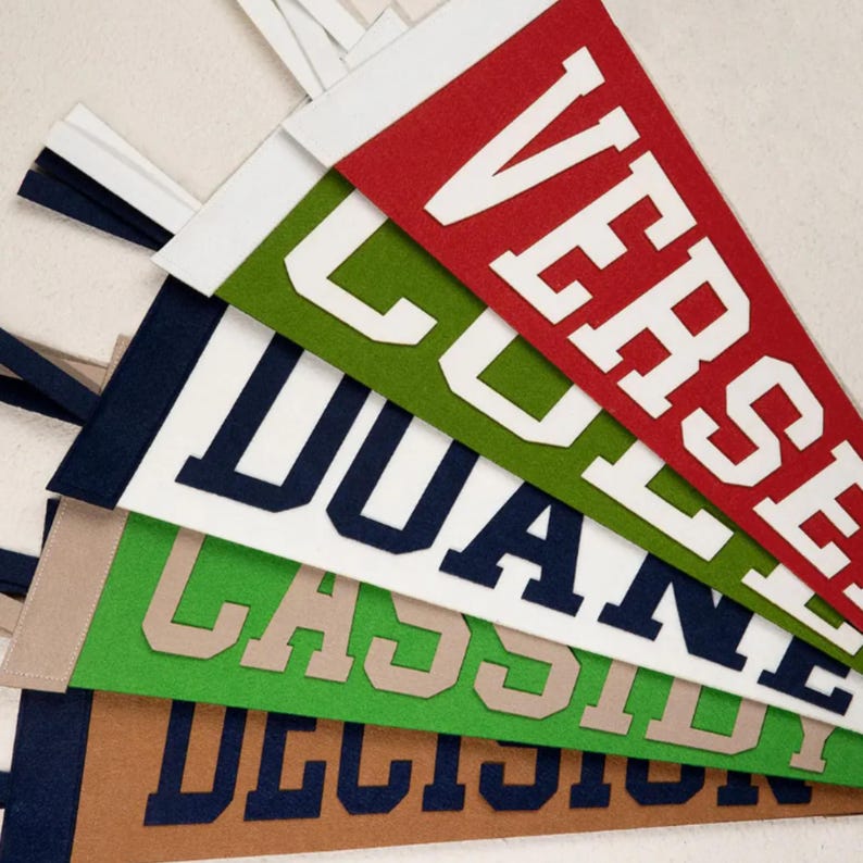 Custom Bold Name Pennant Flag, Classic Sports Pennants, Team Spirits ...