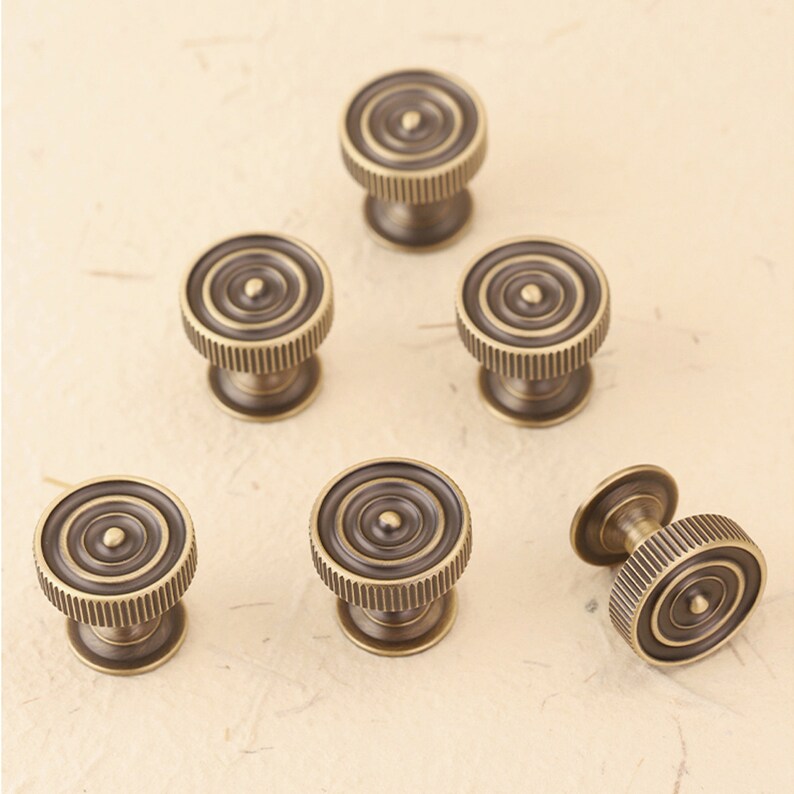 Antique Brass Knobs Knurled Texture Antique Gold Dresser Knobs Aged Brass Knobs Brass Drawer ...