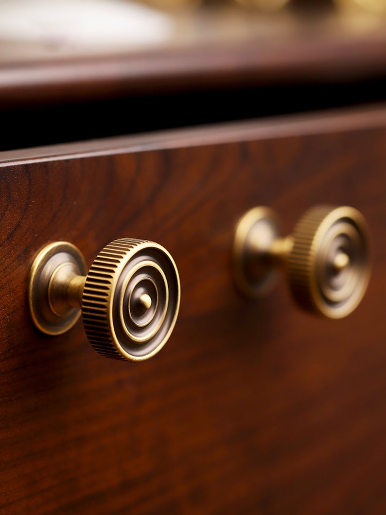 Antique Brass Knobs Knurled Texture Antique Gold Dresser Knobs Aged Brass Knobs Brass Drawer ...