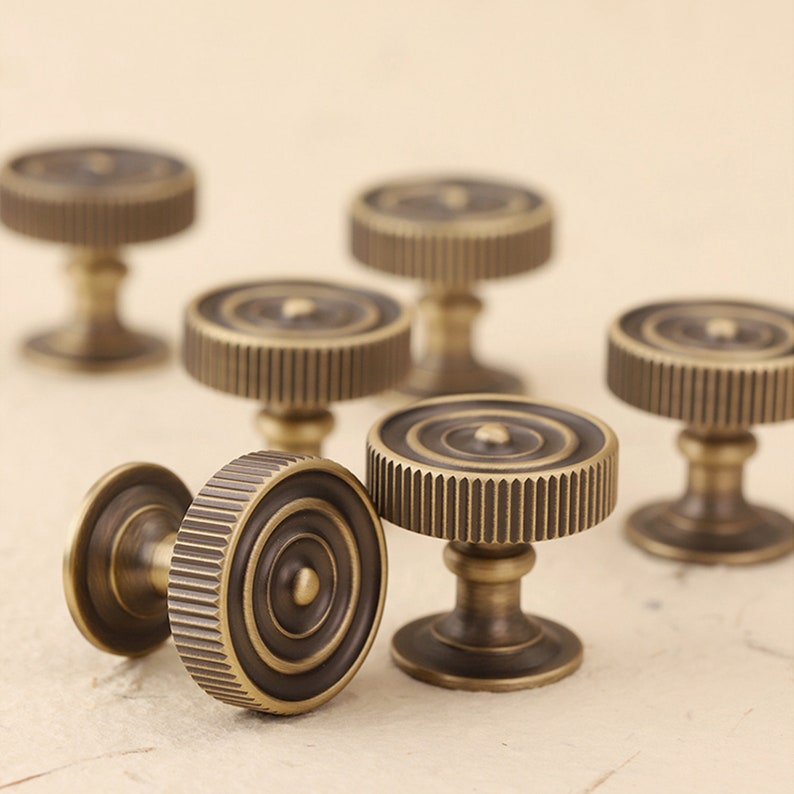 Antique Brass Knobs Knurled Texture Antique Gold Dresser Knobs Aged Brass Knobs Brass Drawer ...