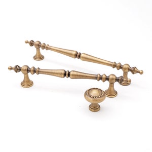 Aged Brass Handles Cabinet Knobs and Pulls | Antique Gold Kitchen Pulls | Solid Brass Cabinet ...