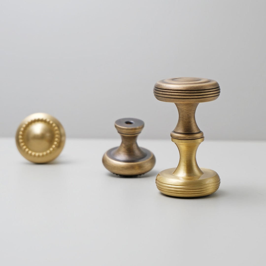Classical Brass Knobs for Cabinet Doors Aged Brass Knobs Solid Brass Knobs Brass Dresser Knobs ...