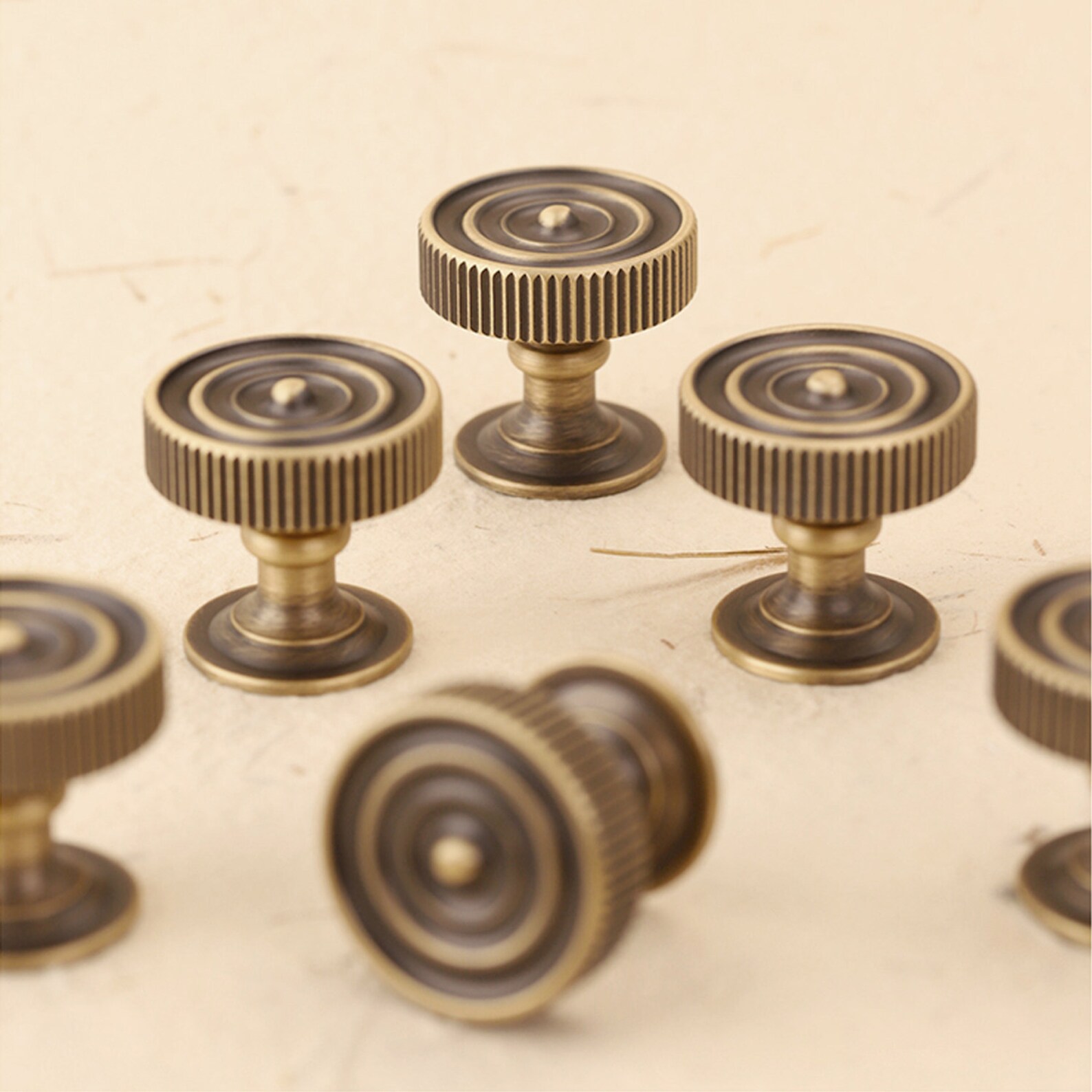 Antique Brass Knobs Knurled Texture Antique Gold Dresser Knobs Aged Brass Knobs Brass Drawer ...