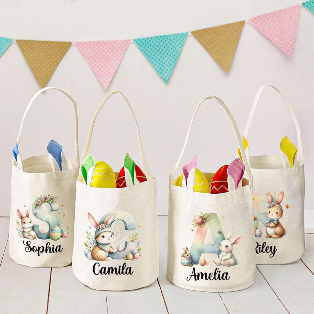 Personalized Easter Egg Hunt Basket, Easter Decor, Easter Bucket ...