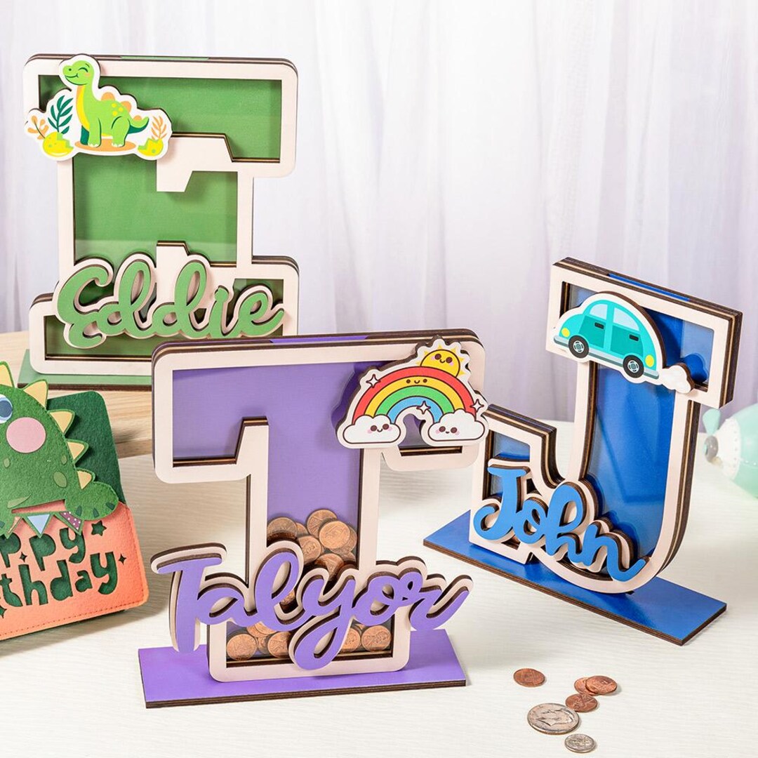 Personalized Baby Letter Bank, Wood Alphabet Letter Bank, Letter Piggy ...