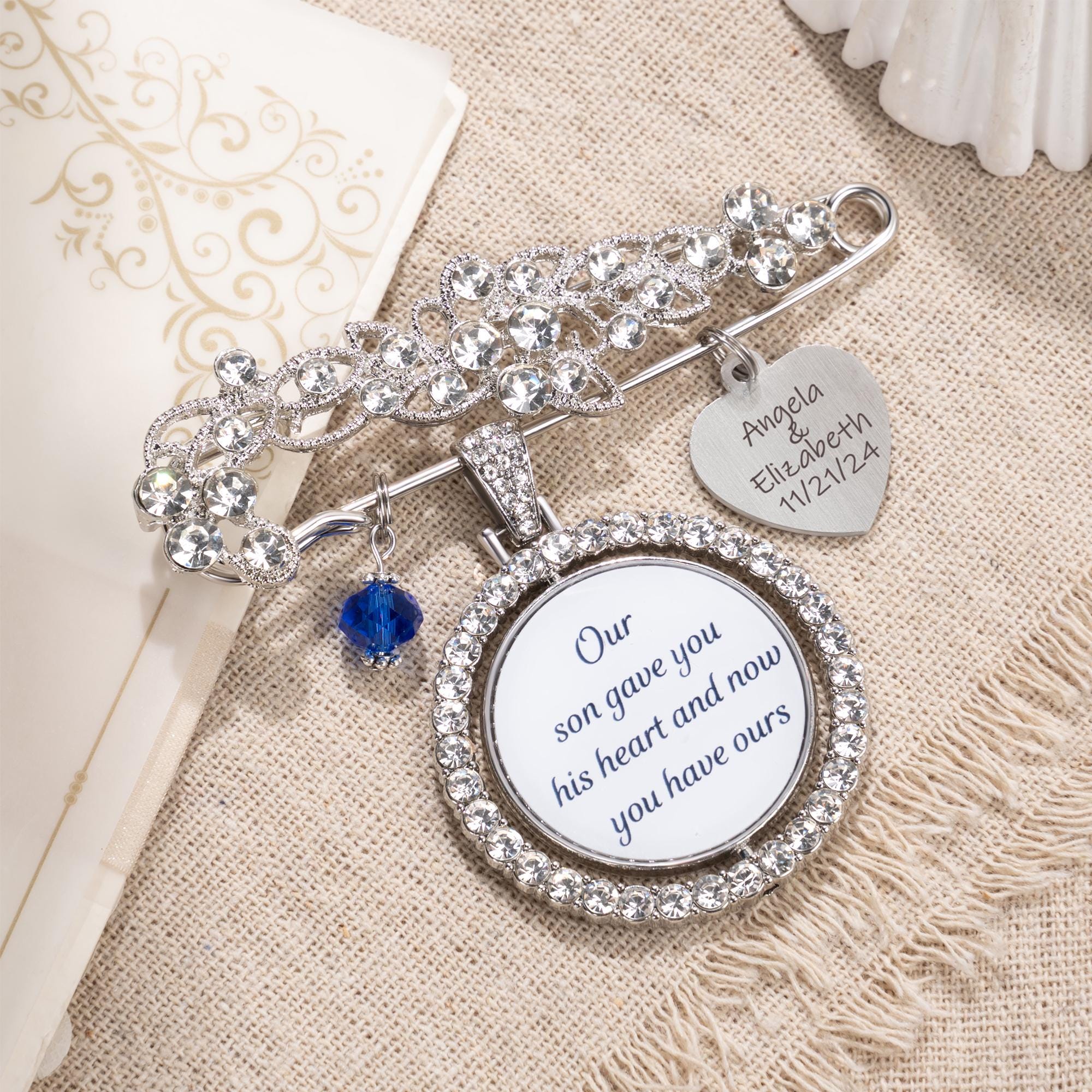 Personalized Bridal Bouquet Brooch, Locket Charm, Wedding Charm ...