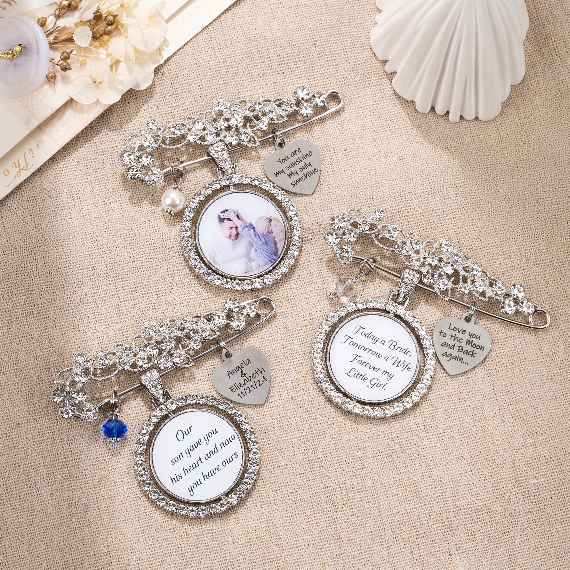 Personalized Bridal Bouquet Brooch, Locket Charm, Wedding Charm ...
