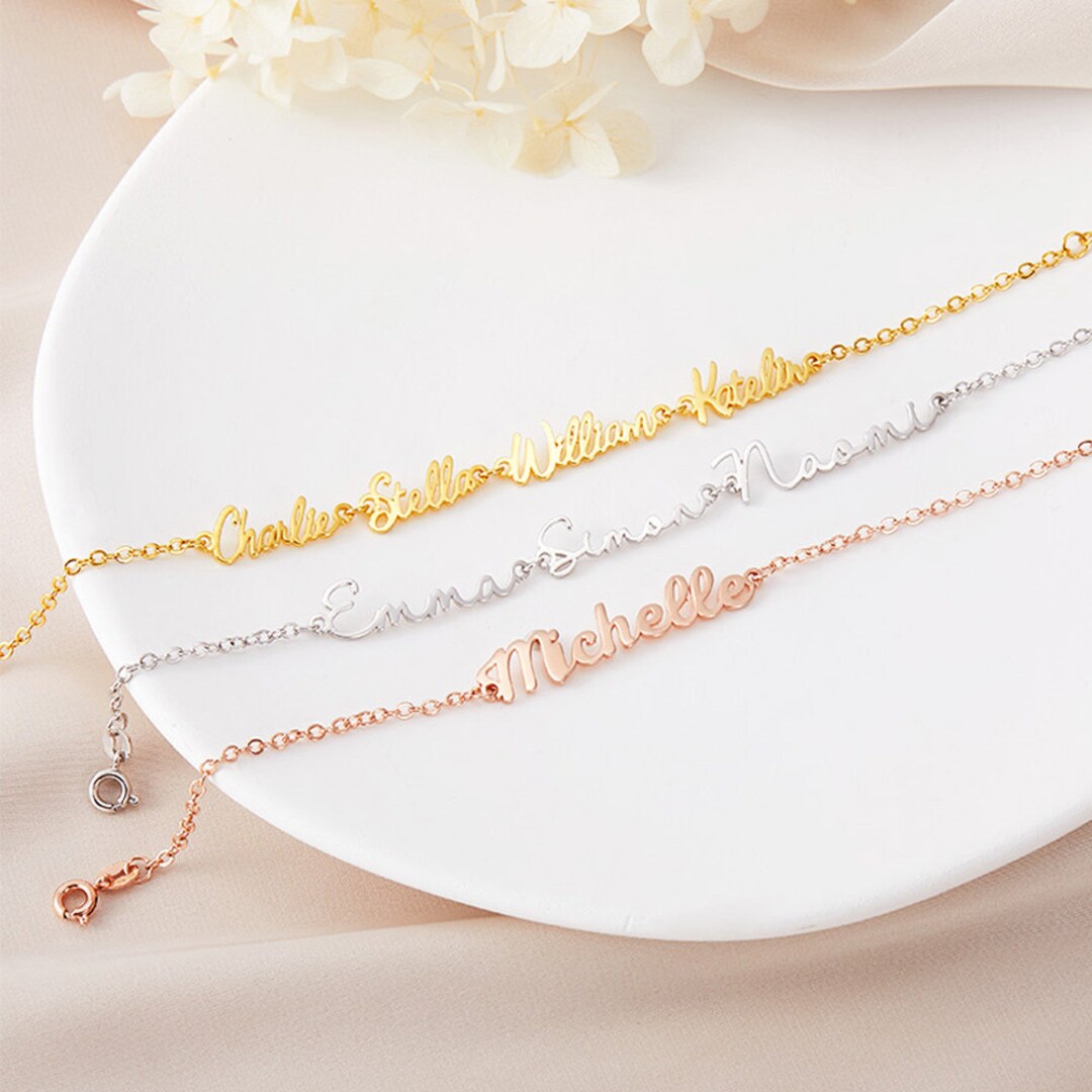 Custom Name Bracelet, Multiple Names Bracelet, Family Name Bracelet ...