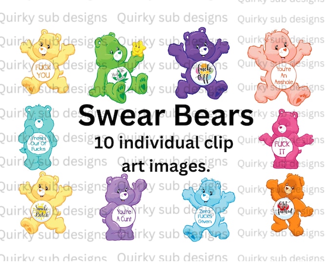 Swear Bears, Clipart, Png, Images, Sublimation - Etsy