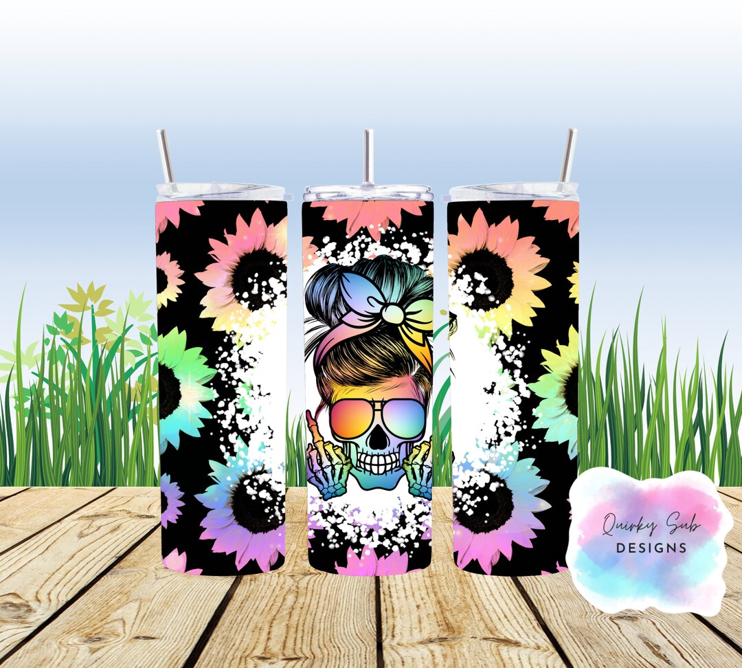 Rainbow Skeleton Design, Rude Finger, Sublimation, 20oz Tumbler Wrap ...