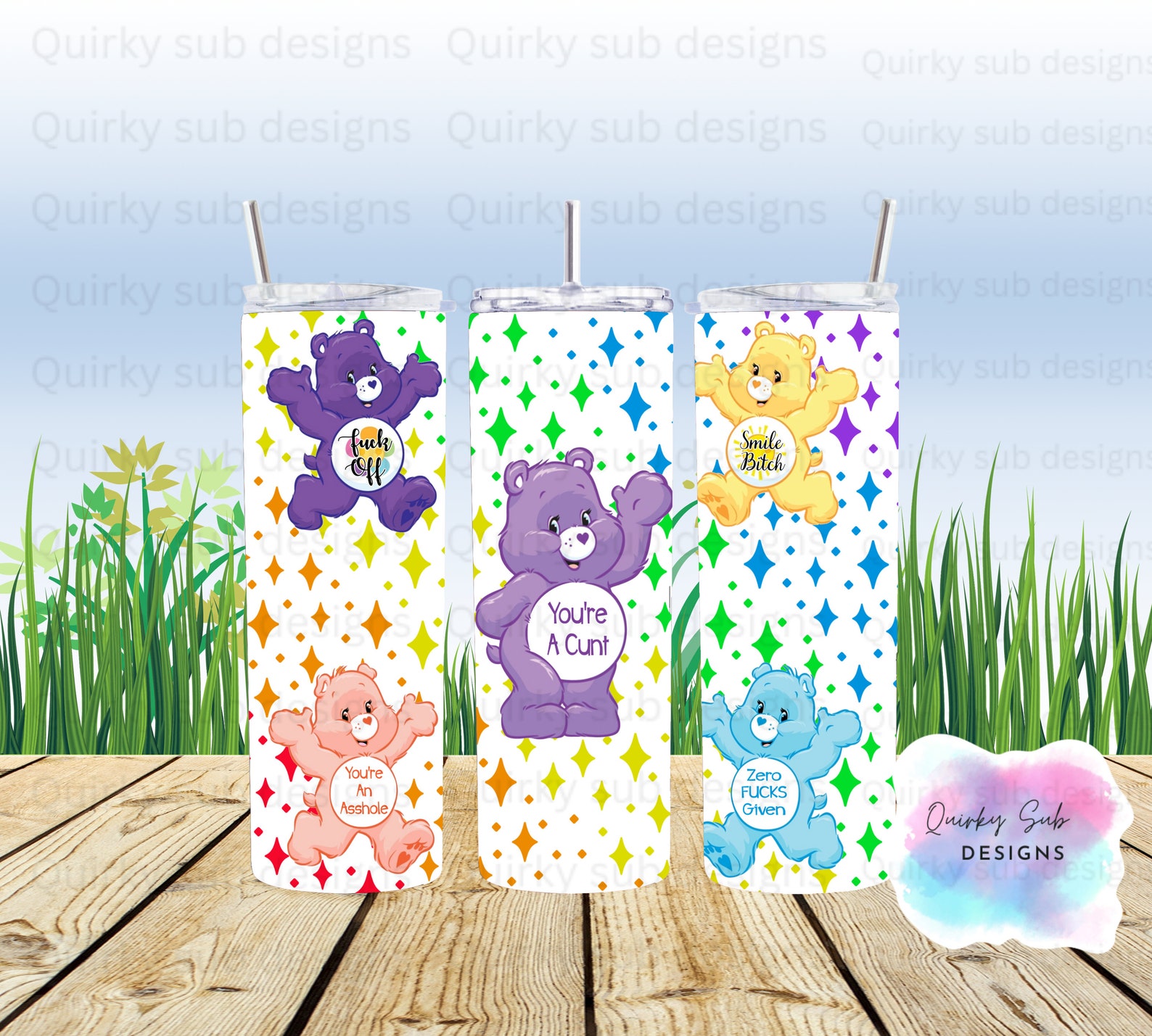Swear Bear Tumbler Wrap, 20oz, Sublimation, Png, Digital Download ...