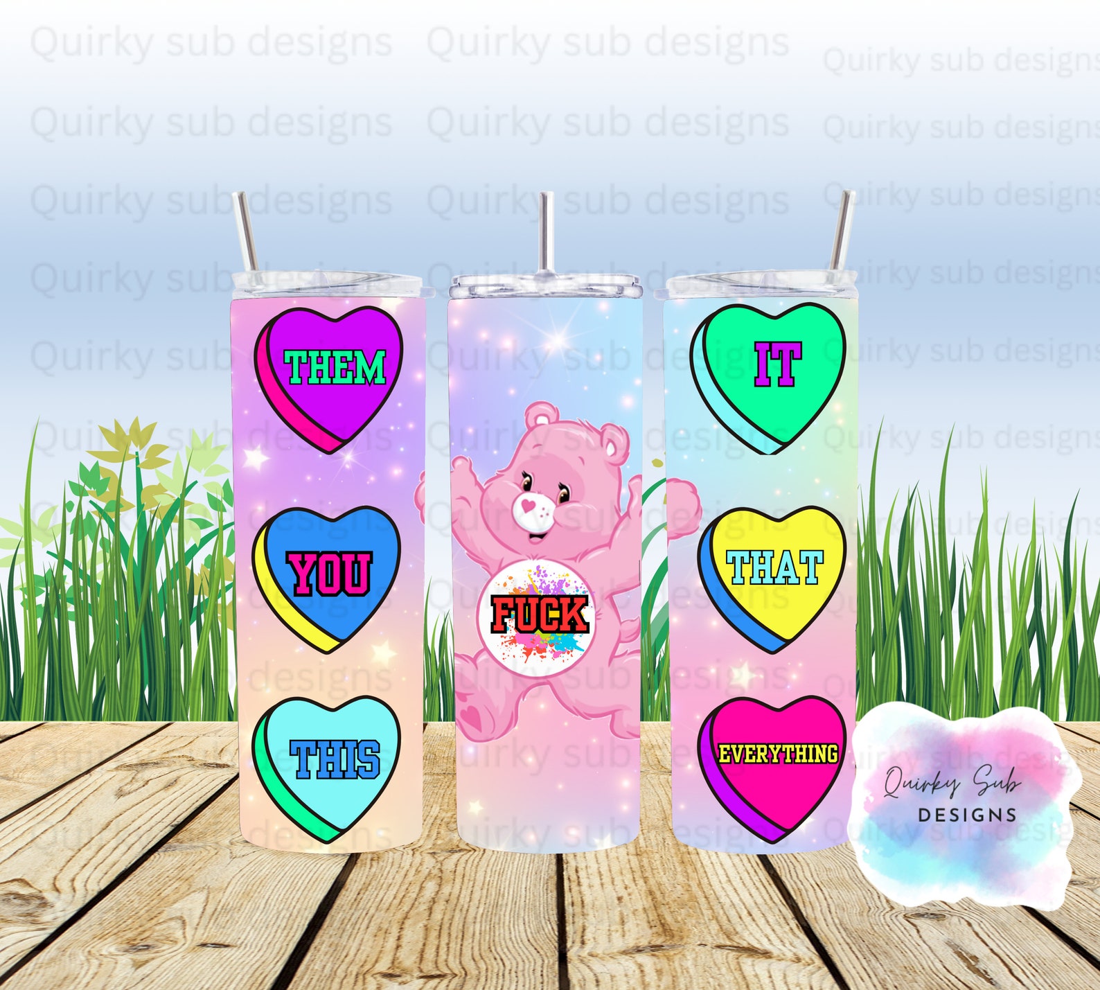 Swear Bear Tumbler Wrap, 20oz, Sublimation, Png, Digital Download ...