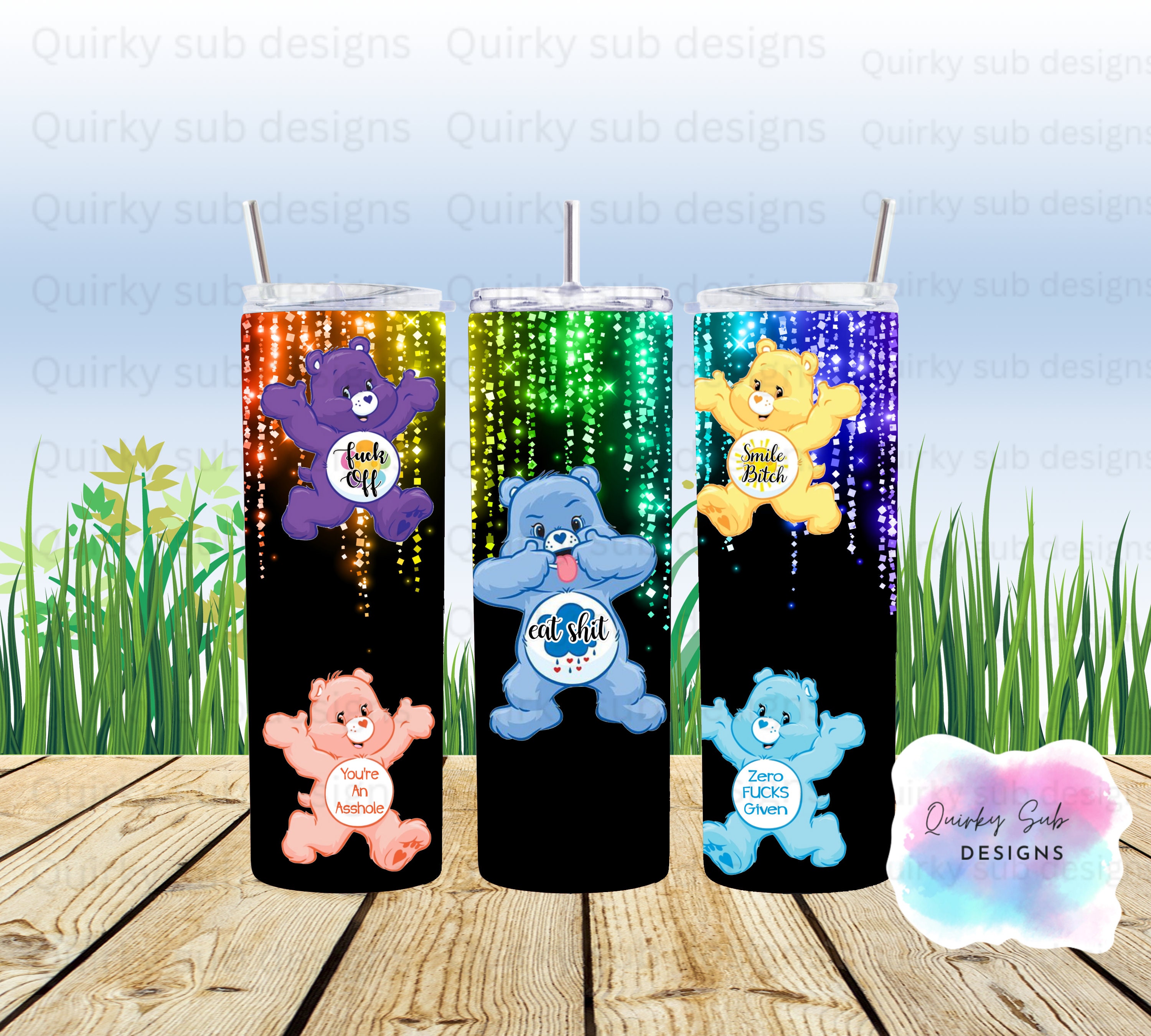 Swear Bear Tumbler Wrap, 20oz, Sublimation, Png, Digital Download ...
