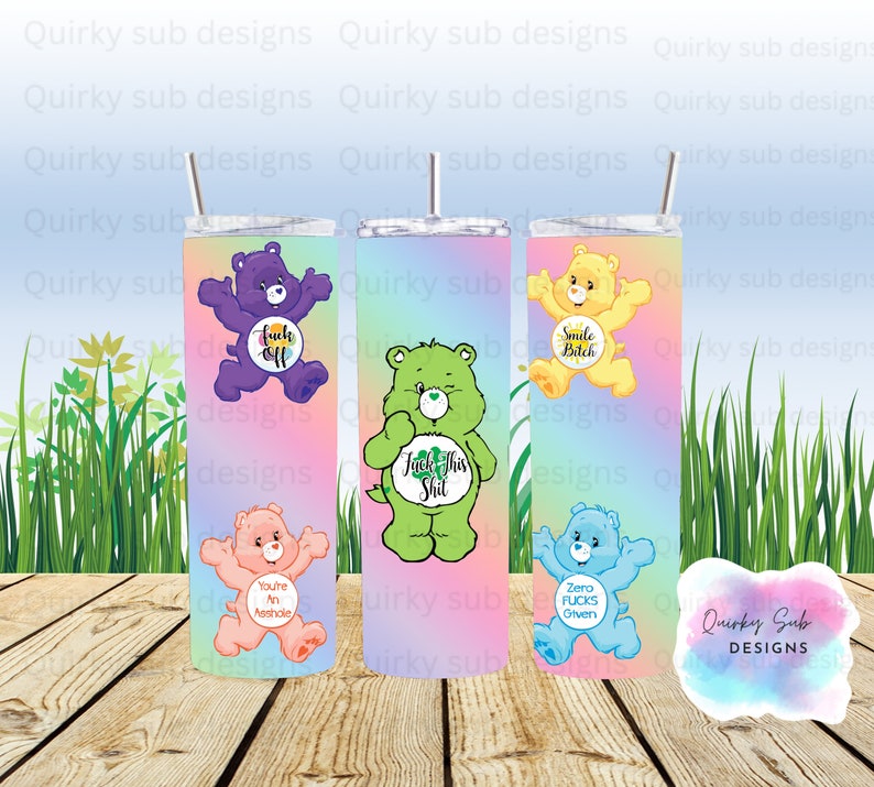 Swear Bear Tumbler Wrap, 20oz, Sublimation, Png, Digital Download ...