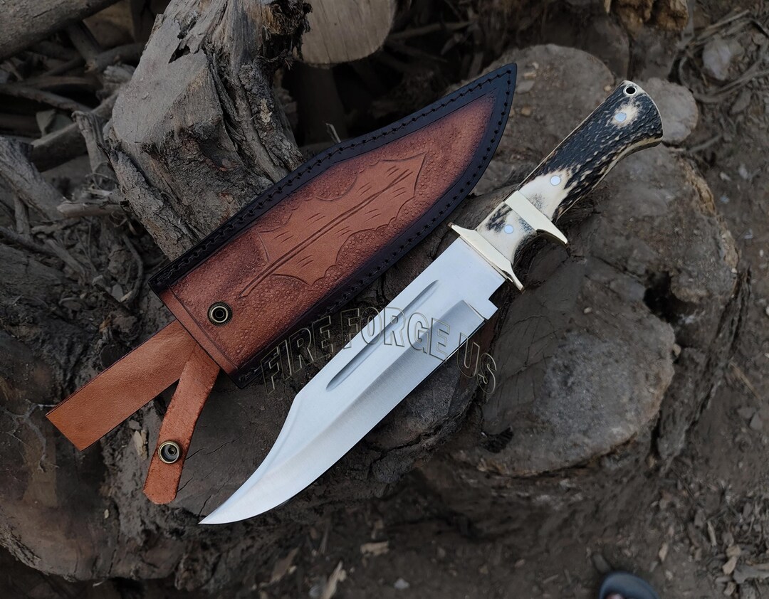 Stage Horn Bowie Knife Sub Hilt Full Tang Knife Outdoor Camping Knife ...