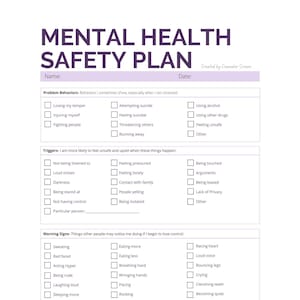 Mental Healthy Safety Plan - Etsy