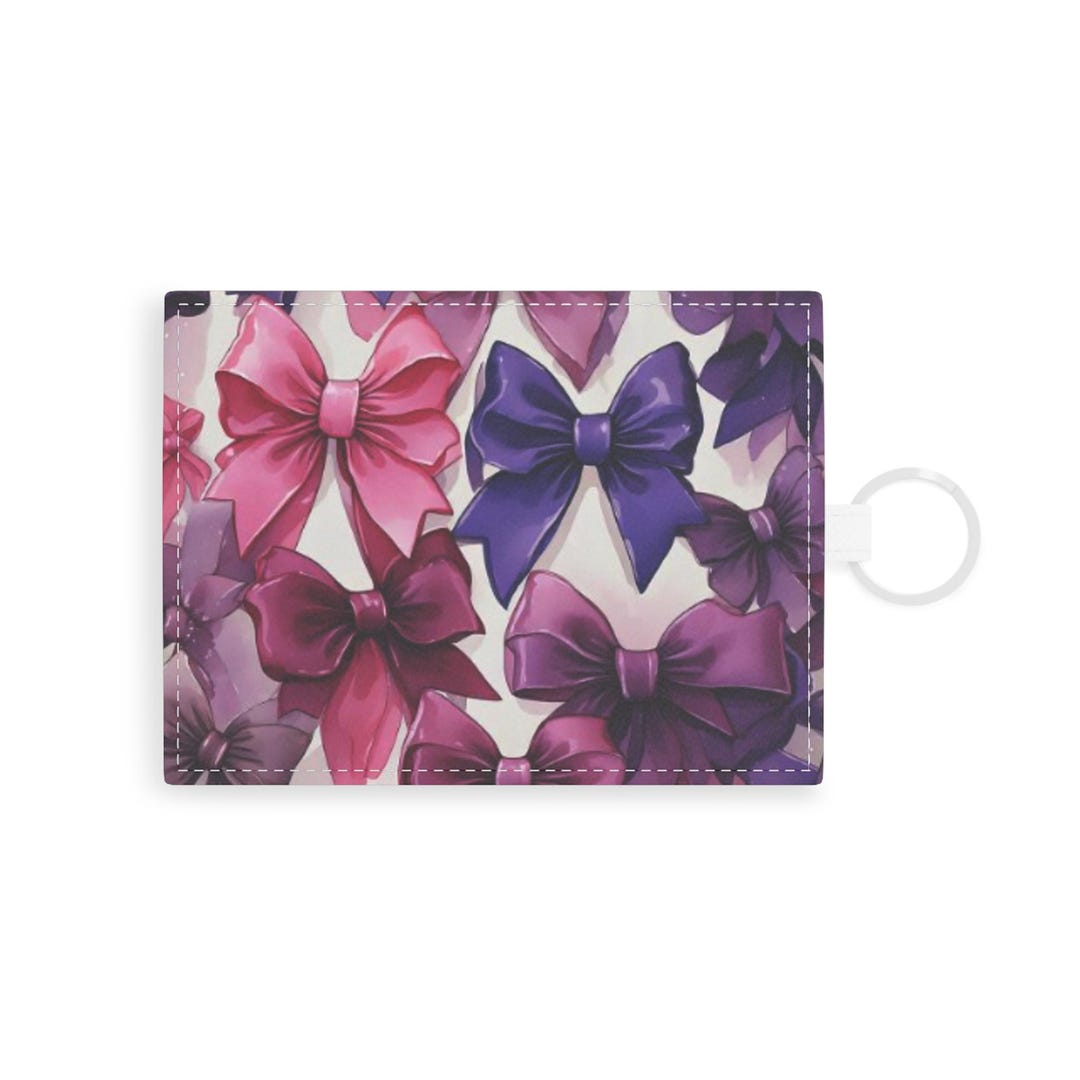 Bow Leather Card Holder, Pink Purple Card Case, Saffiano Wallet Insert ...