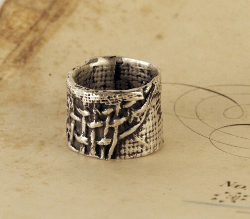 Burlap Collage Ring - Etsy