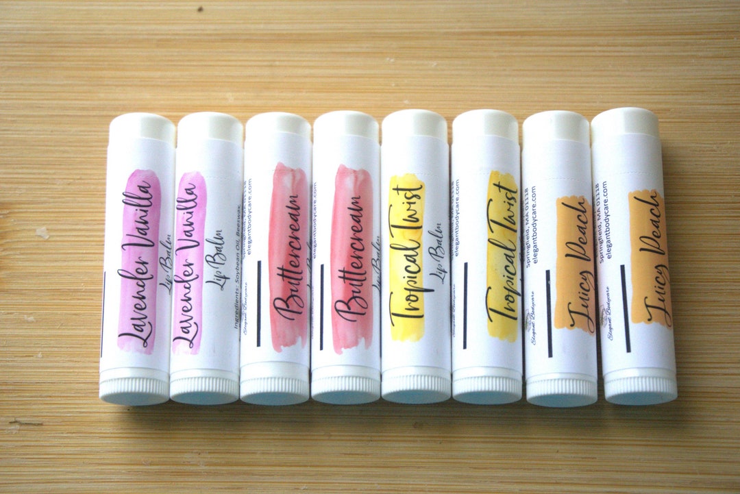 Lip Balms - Juicy Peach, Buttercream, Tropical Twist, and Lavender ...