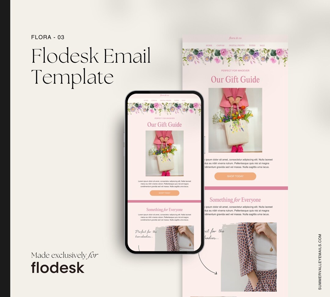 Flora 03 - Flodesk Email Template | Pretty, Artsy, Modern Flodesk Email ...