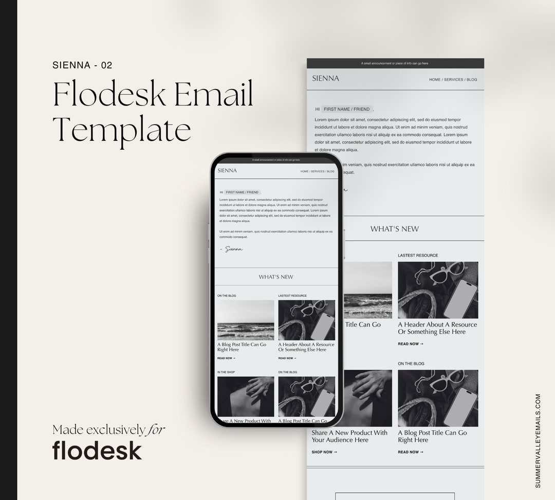 Sienna 02 - Flodesk Email Template | Elegant, Editorial Flodesk Email Template - Etsy