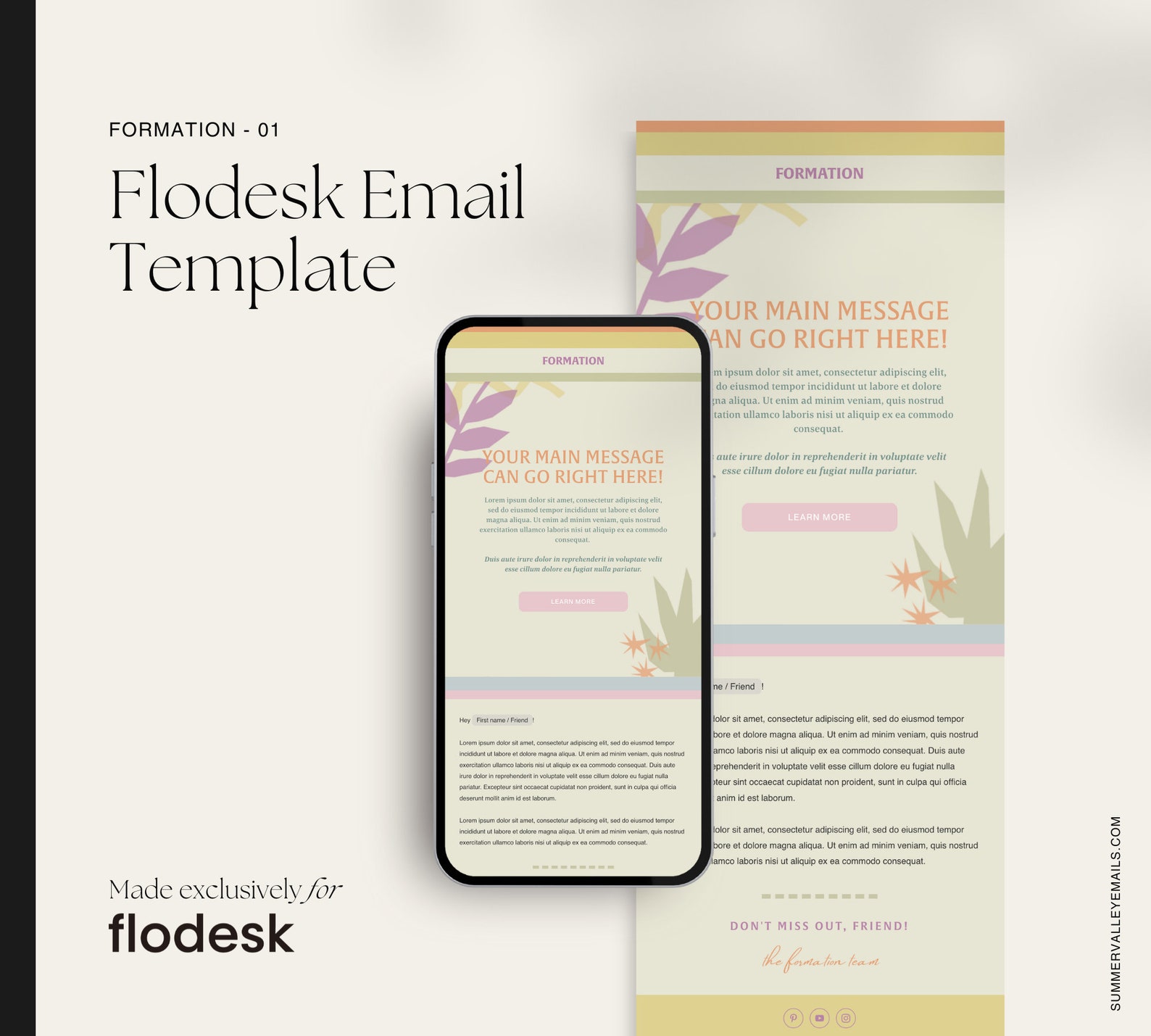 Formation 01 - Flodesk Email Template | Abstract, Organic & Colorful ...