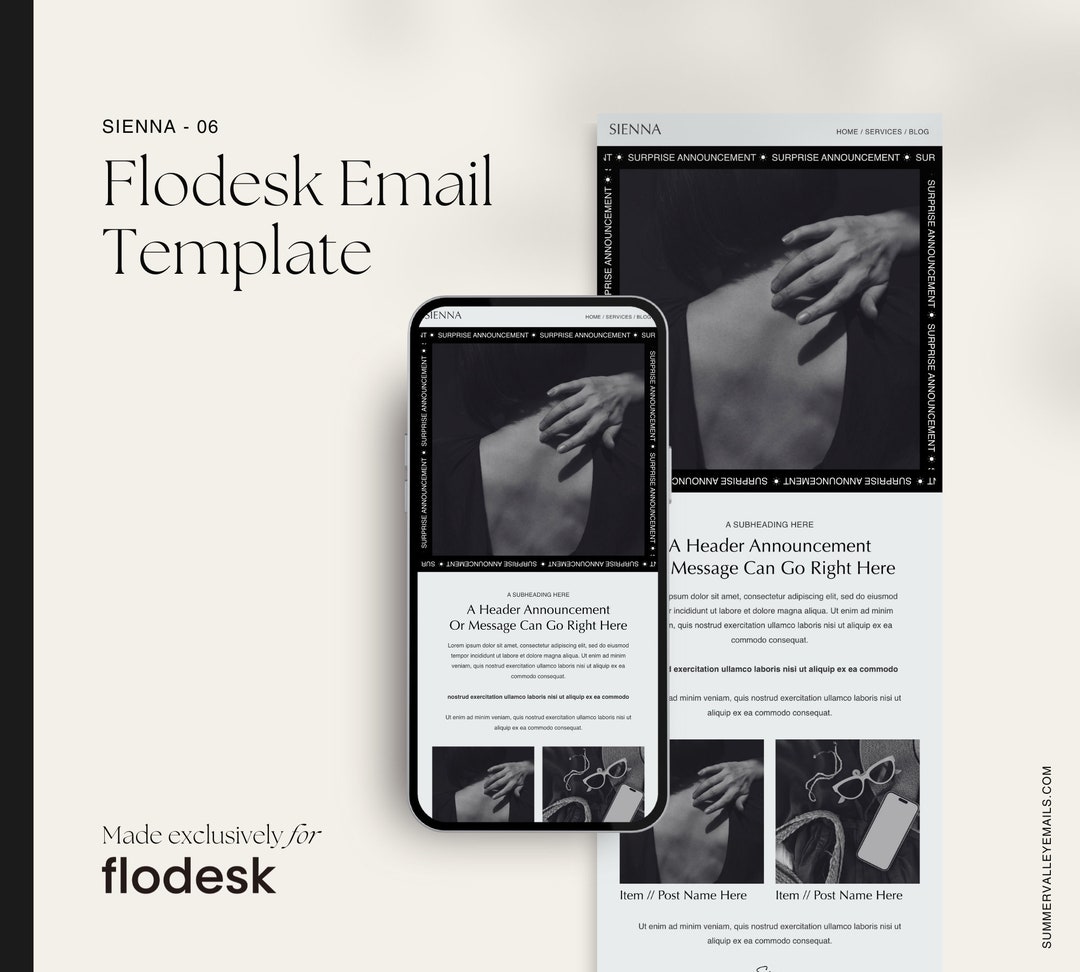 Sienna 06 - Flodesk Email Template | Elegant, Editorial Flodesk Email ...