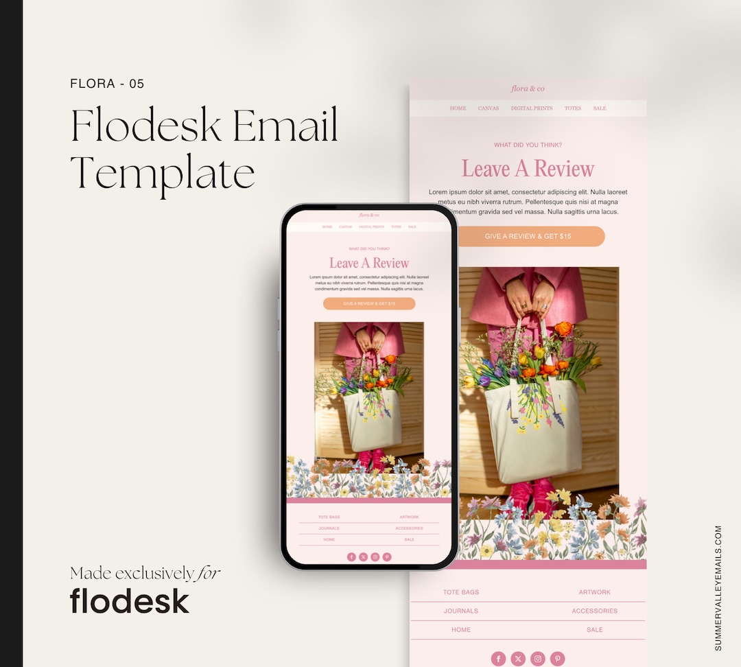 Flora 05 - Flodesk Email Template | Pretty, Artsy, Modern Flodesk Email ...