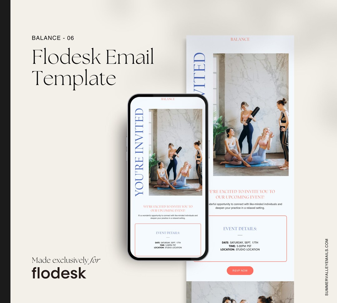 Balance 06 - Flodesk Email Template for Fitness Instructors, Yoga ...
