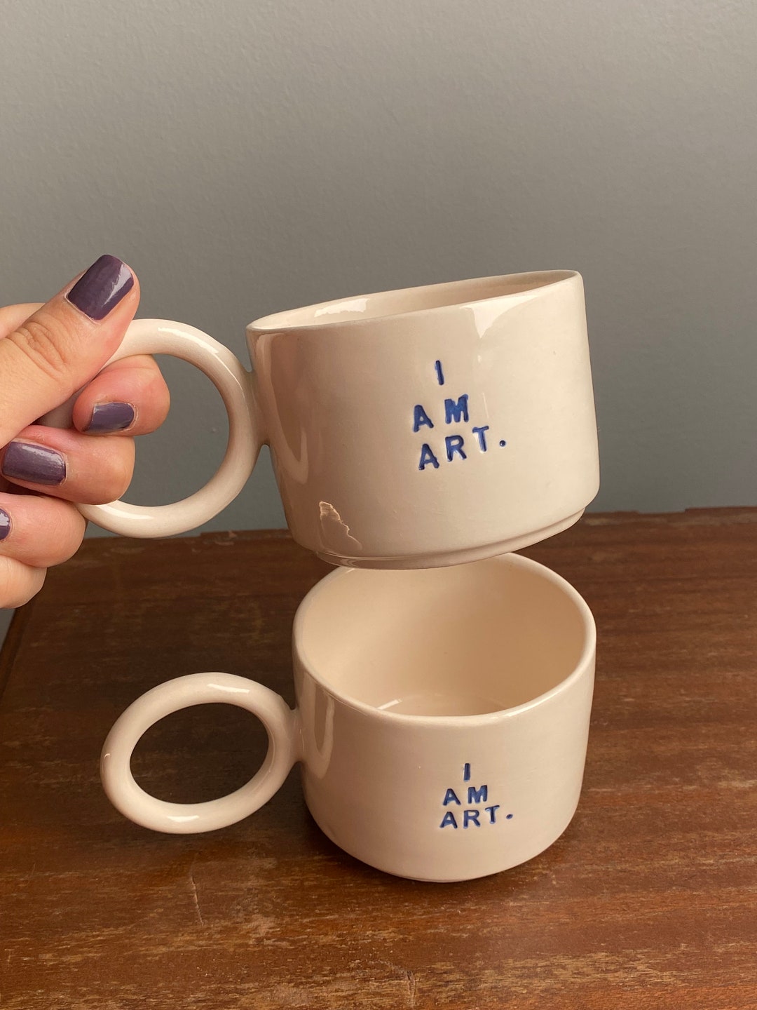 Handmade Ceramic Mug Custom Clay Coffee Mug With 'I AM ART' Cute ...