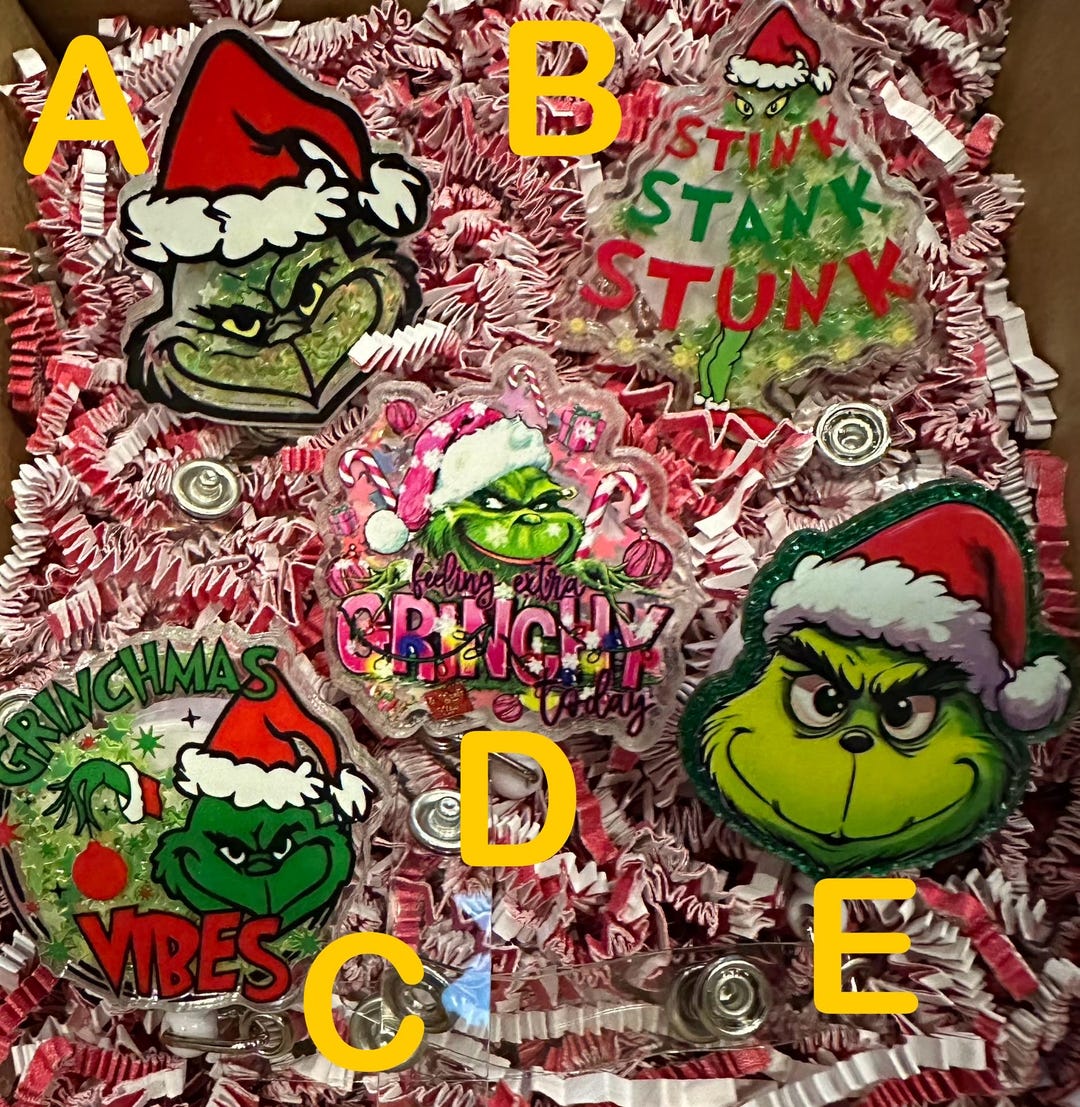 Grinchy Christmas Shaker Badge Reels and Popsockets - Etsy