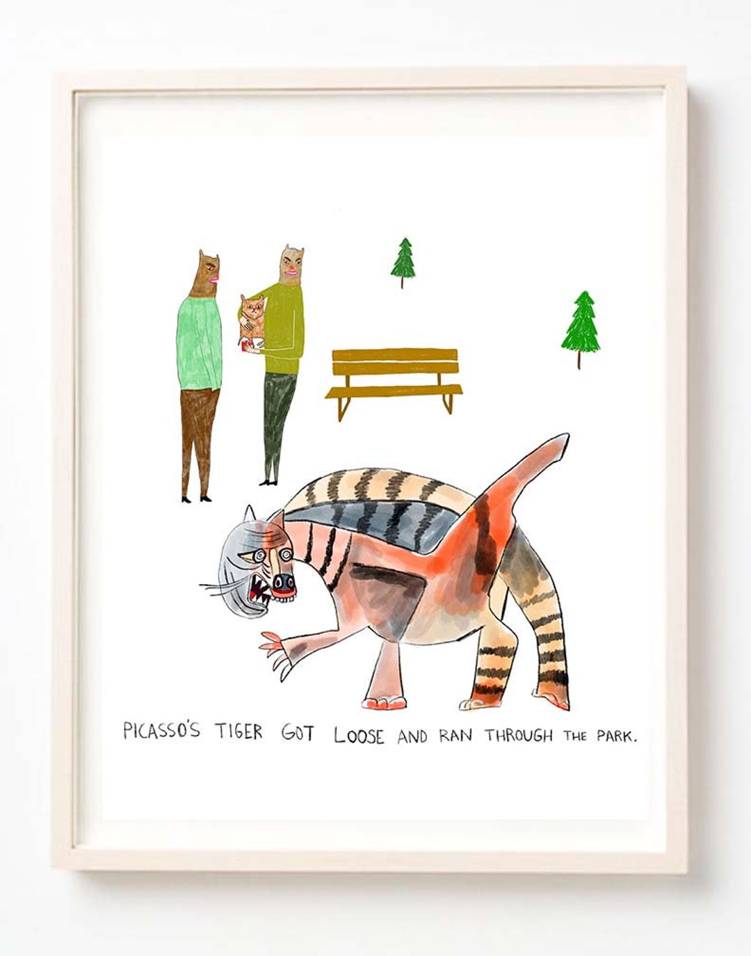 Art Print, Picasso, Tiger, Quirky, Humor, Picasso's Tiger Got Loose and ...