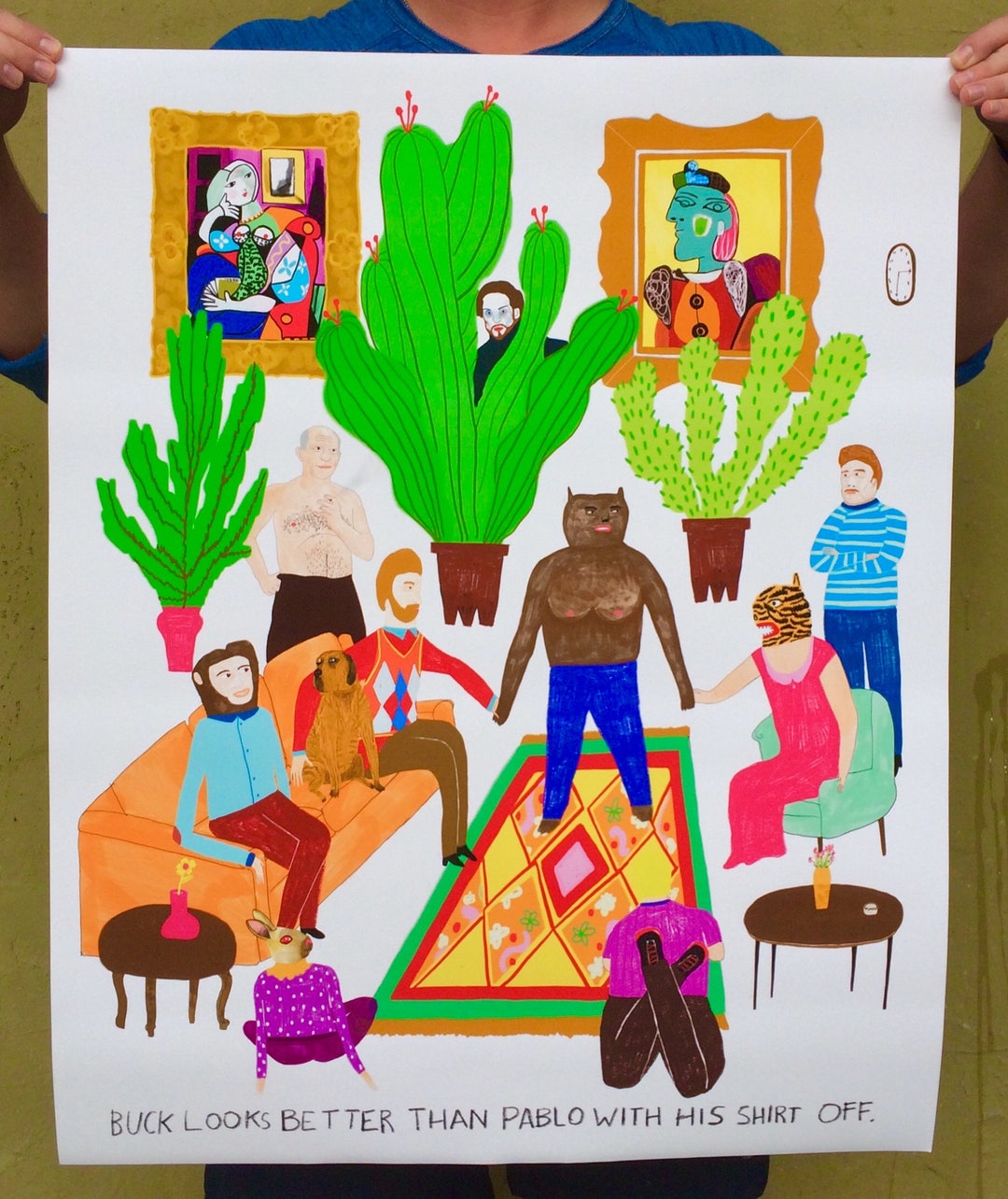 Quirky Colorful Art Print: "buck Looks Better Than Picasso" - Etsy