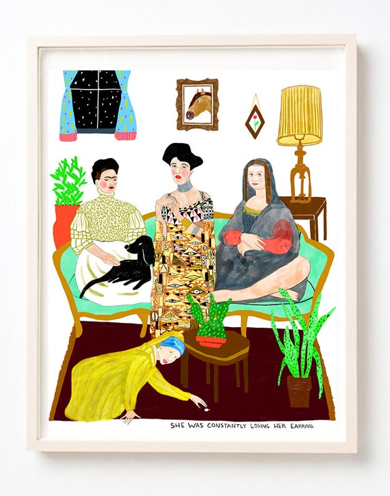 Art Humor Art History Women Artists Mona Lisa Frida | Etsy