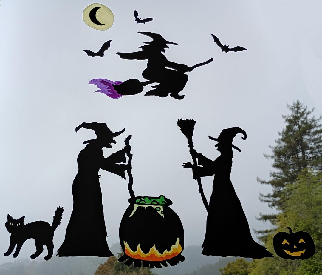 Halloween Window Printable - Three Witches Window Silhouette Template ...