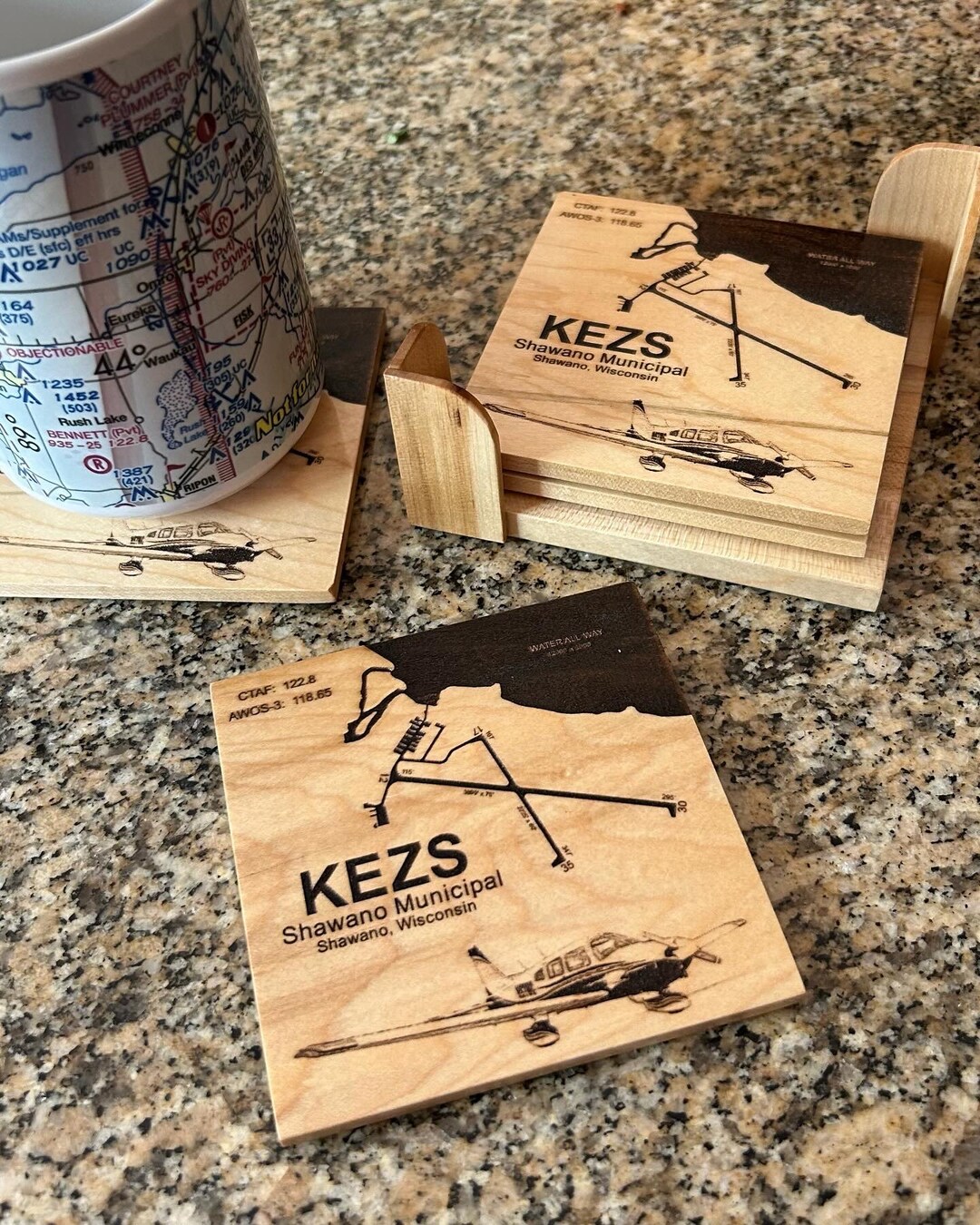 Personalized Aviation Coasters Engraved Wooden Airport Coasters With ...