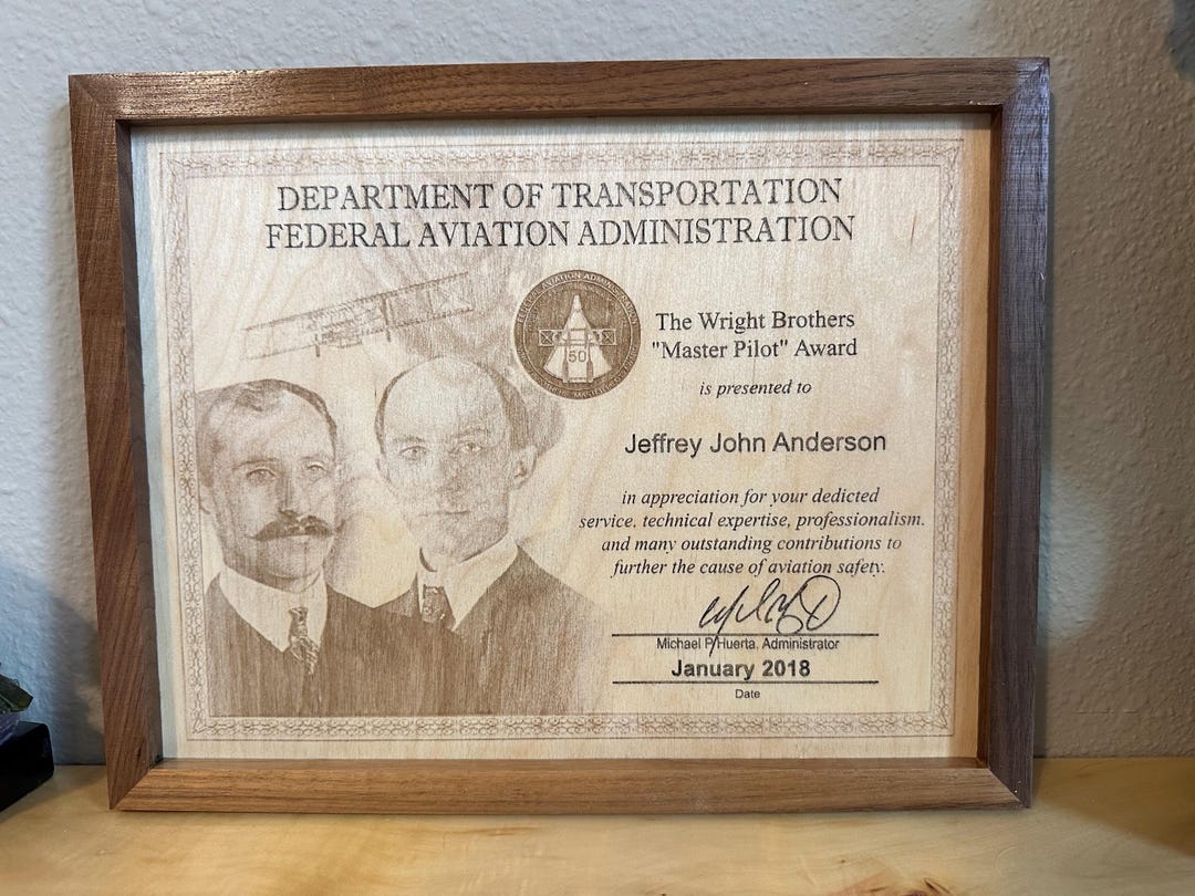Engraved FAA Master Pilot Award Plaque - Etsy