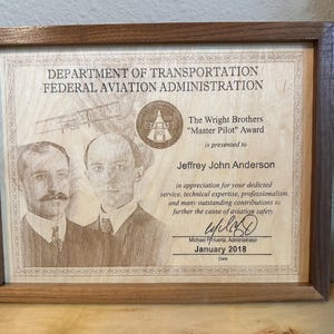 Engraved FAA Master Pilot Award Plaque - Etsy