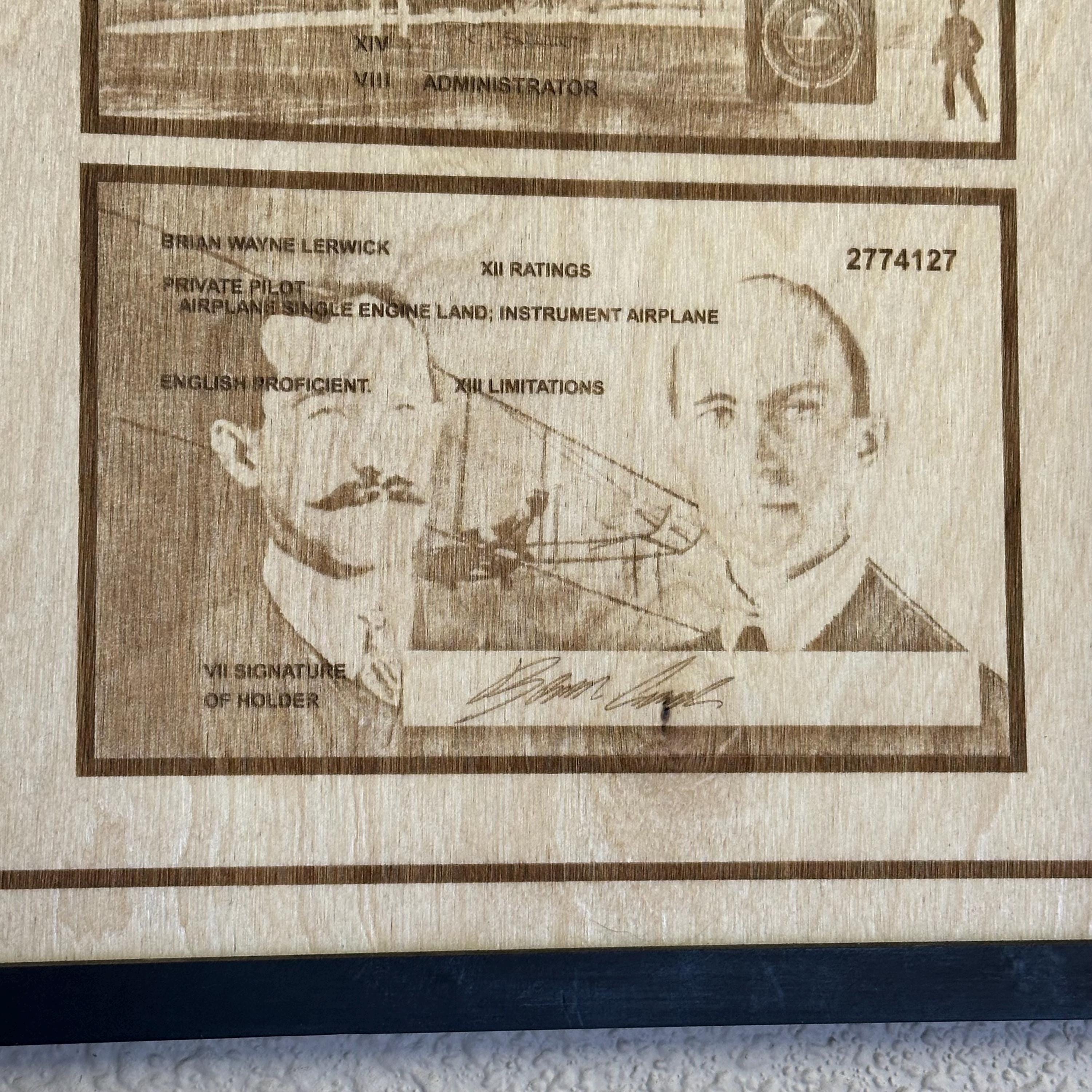 Engraved FAA Pilot Certificate Plaque - Etsy