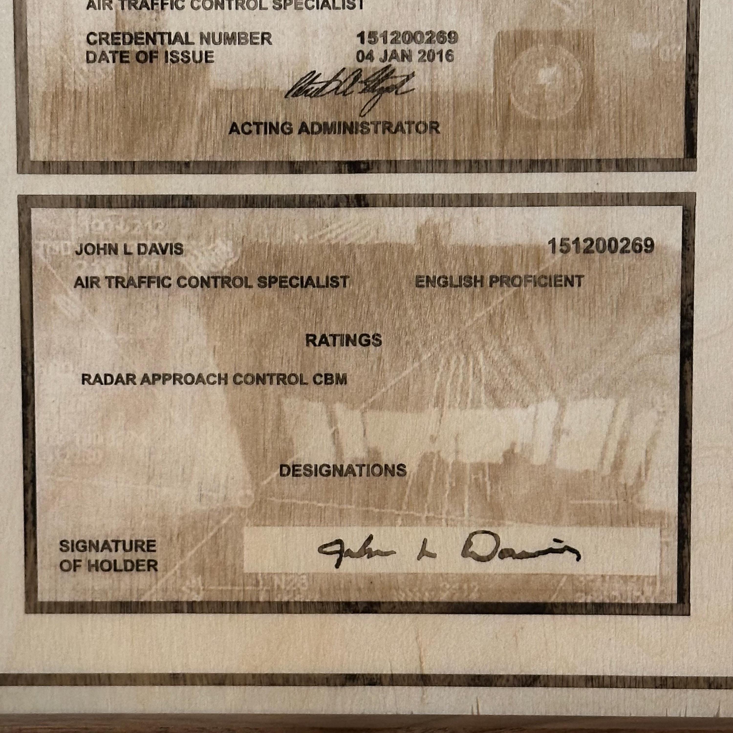 Engraved FAA Air Traffic Controller Certificate Plaque - Etsy