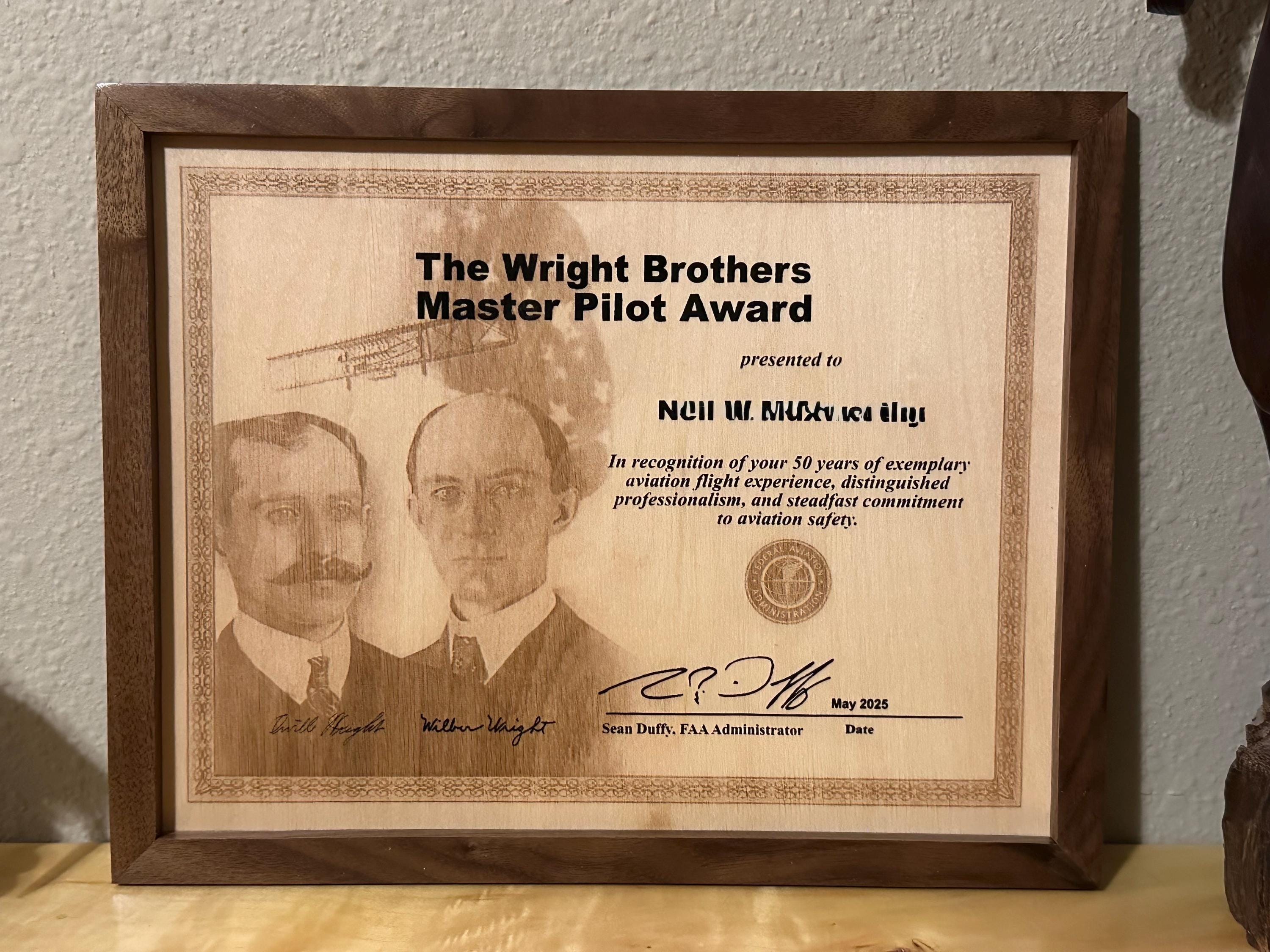 Engraved FAA Master Pilot Award Plaque - Etsy