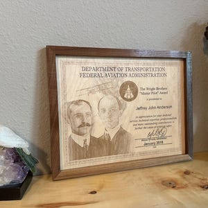Engraved FAA Master Pilot Award Plaque - Etsy