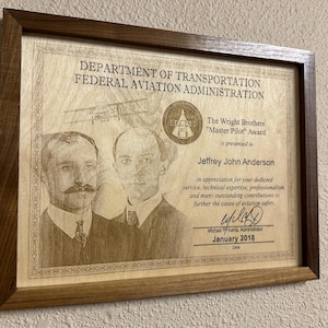 Engraved FAA Master Pilot Award Plaque - Etsy