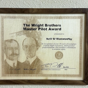 Engraved FAA Master Pilot Award Plaque - Etsy