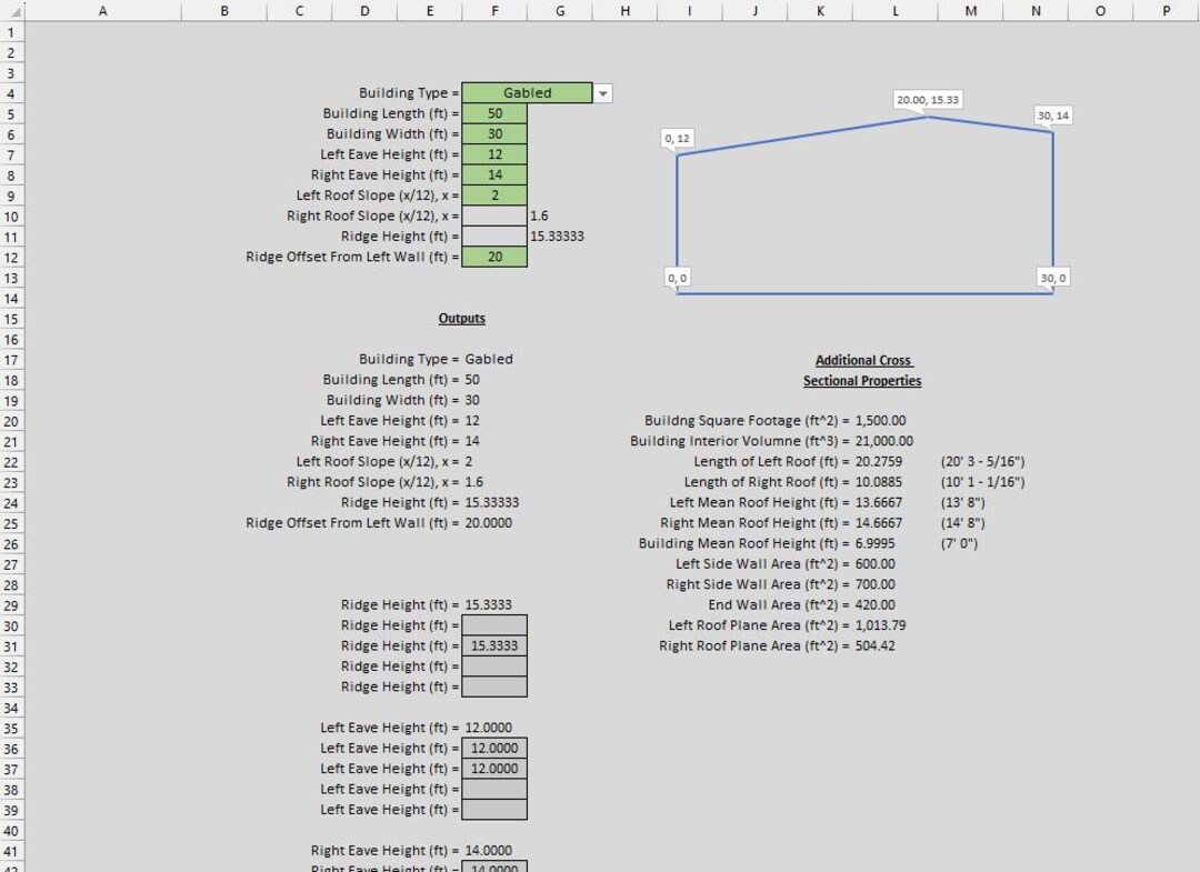 Metal Building Envelope Geometry Calculator - Etsy