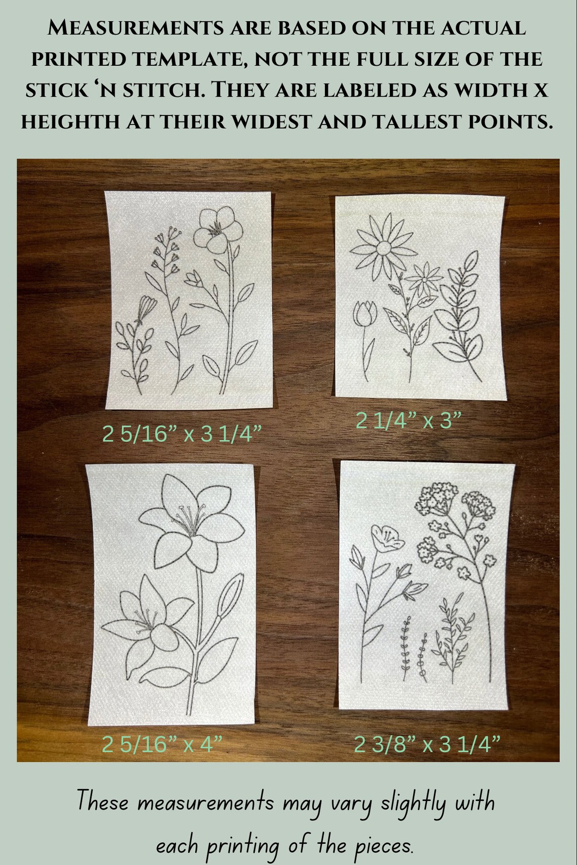 Wildflower Stick and Stitch Hand Embroidery Templates: 8 Hand Drawn ...