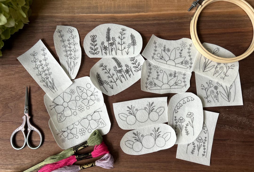 Symmetrical Flowers Stick and Stitch Pack / Pattern Transfer Patch ...
