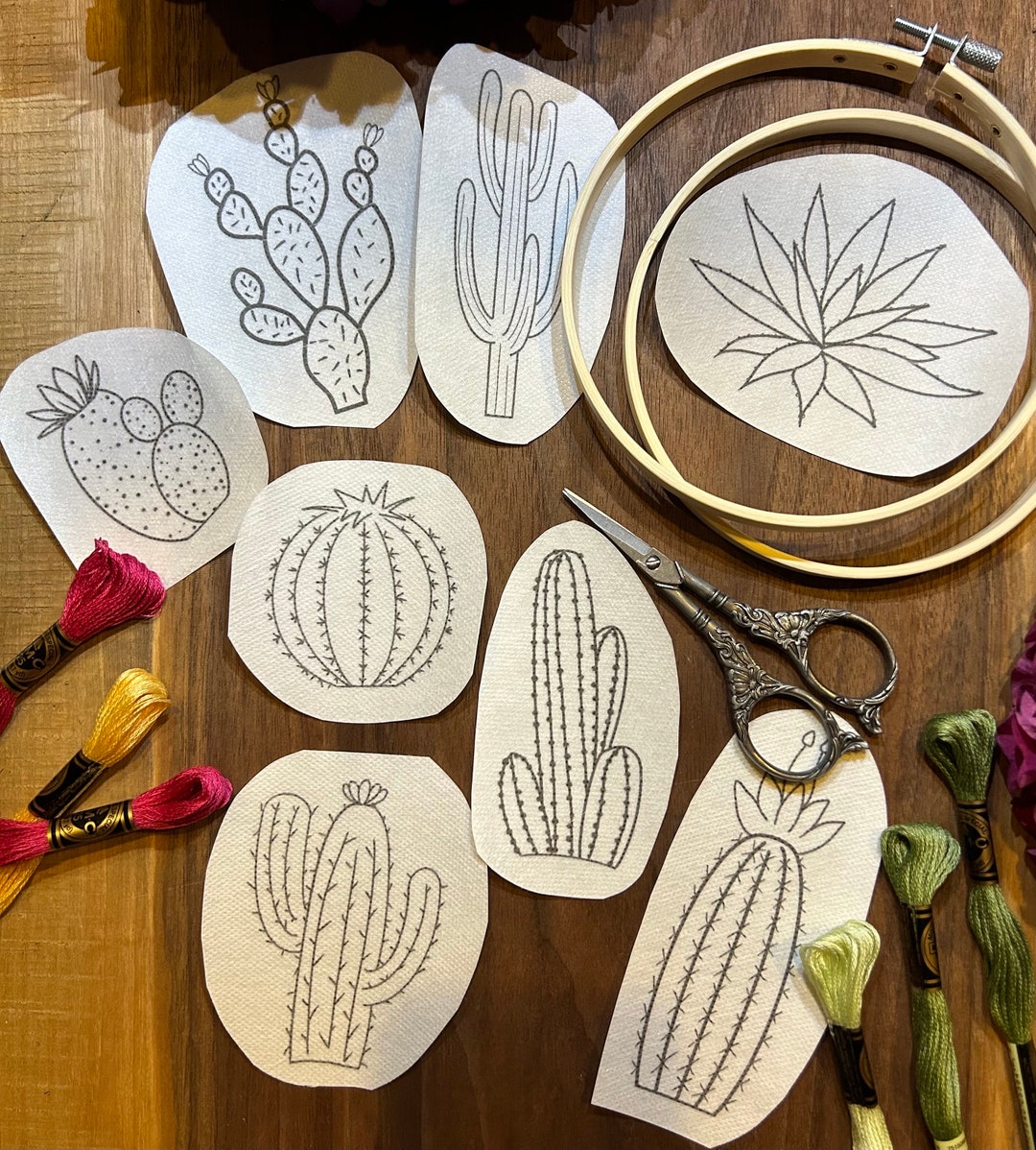 Cactus Stick and Stitch Pack / Pattern Transfer Patch / Peel and Stick ...